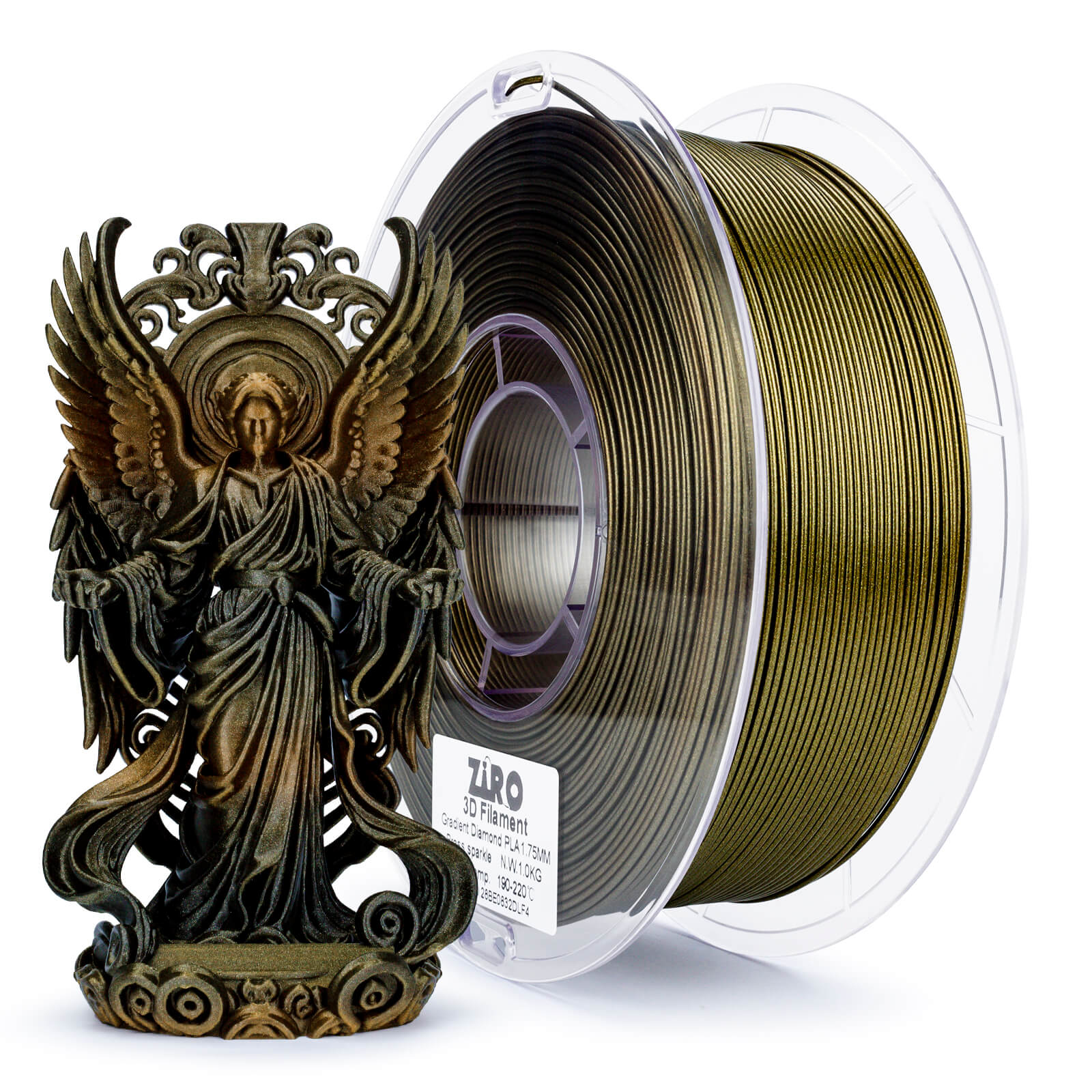 ZIRO Glitter Gradient Diamond PLA Filament 1.75mm, Brass Sparkle – ZIRO 3D