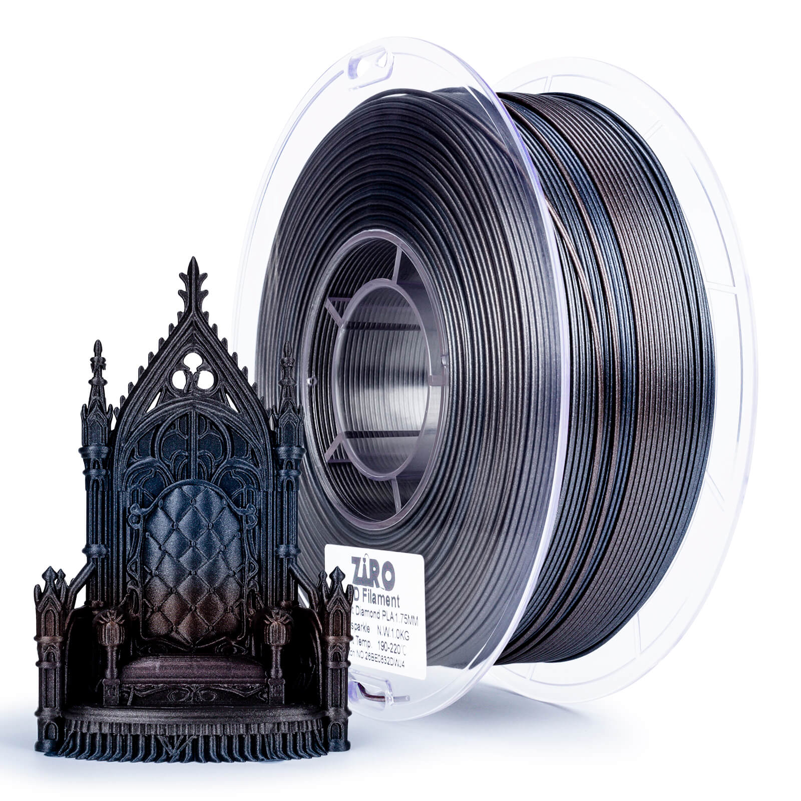 ZIRO Glitter Gradient Diamond PLA Filament 1.75mm, Iron Sparkle – ZIRO 3D